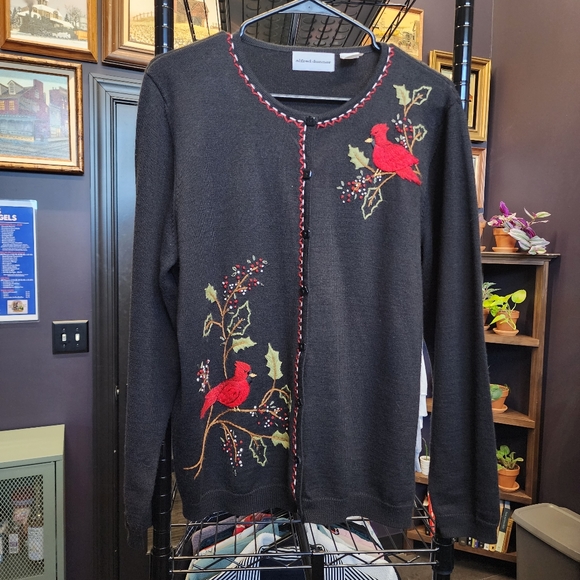Vintage | Sweaters | Vintage Alfred Dunner Red Cardinal Embroidered ...